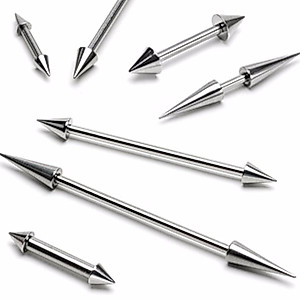Covet Jewely 316L Surgical Steel Barbell with Spike On Both Sides (14GA, Length: 10mm, Ball: (4x4) mm)
