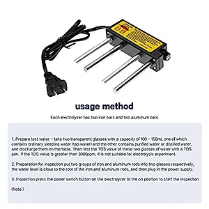 SaiDian 1Pcs Water Electrolyzer Tester Electrolysis Iron Bars TDS Tester Meter Quick Water Quality Tester Water Purity Filter Measuring Tool