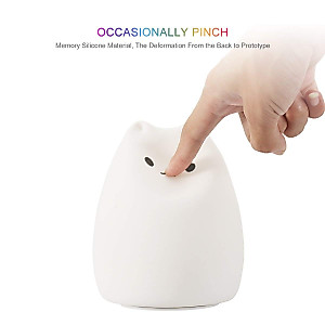Dastling UMIRNI Cute Cat Night Light, Rechargeable Silicone LED Baby Nursery Nightlight, Color Changing Animal Lamp, Tap Sensor Control