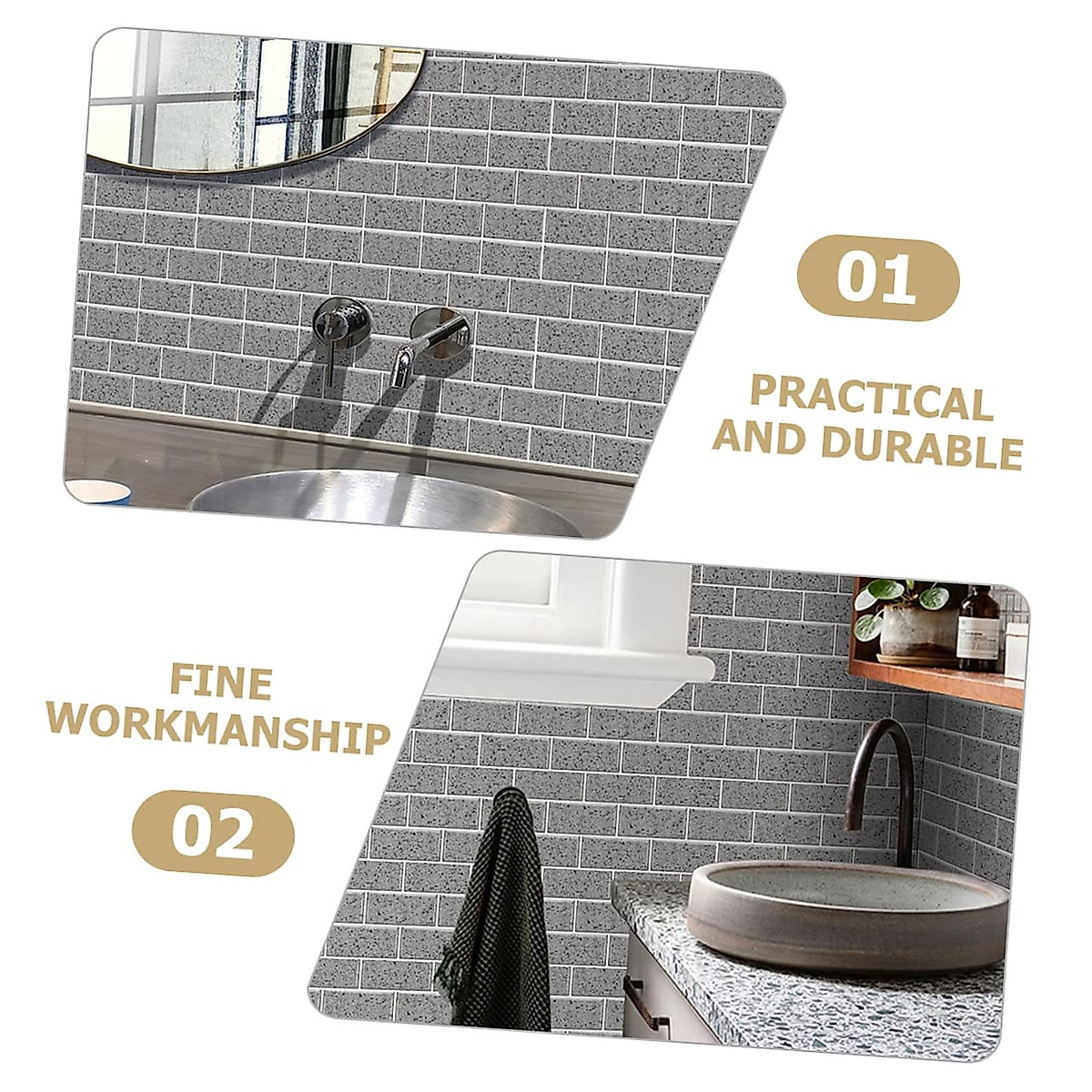 Homoyoyo 6pcs Stove Oil Proof Wall Sticker Kitchen Cabinet Decor Wedding Stickers Vinyl Floor Tile Stickers Oilproof Kitchen Backsplash Vinyl Wall Tiles Cupboard PVC Mural