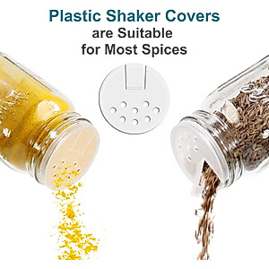 CycleMore 30 Pack 4oz Glass Mason Spice Jars, Round Spice Containers with Silver Metal Caps and Pour/Sift Shaker Lids-80pcs Labels,1pcs Silicone Collapsible Funnel,1pcs Brush and 1pcs Pen Included