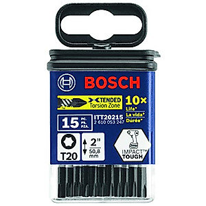 BOSCH ITT20202 2-Pack 2 In. Torx #20 Impact Tough Screwdriving Power Bits