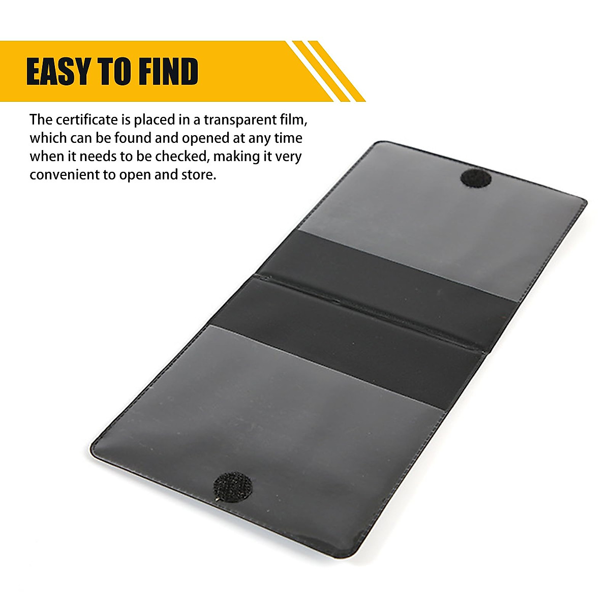 GKmow 2 PCS Car Registration Insurance Card Holder, Document Holder, PU Leather Case for ID, Driver's License, Key Contact Information Cards, Vehicle Paperwork Organizer (Black & Yellow)