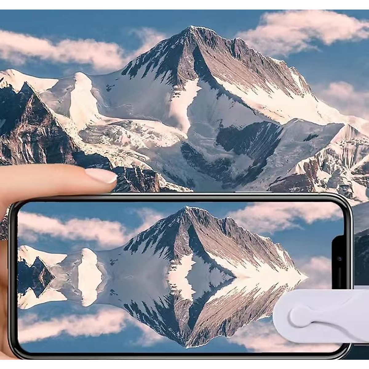 Smartphone Camera Mirror Reflection Clip Kit, 2023 New Adjustable Mirror Reflection for Phone Camera, Travel Mobile Phone Reflector Shooting Supplies with Storage Bag, 2 Set White