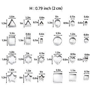 Mini Metal Cookie Cutters Set - 24 Pcs Clay Cutters / Mini Fruit Vegetable Cutters / Star Heart Round Flower Square Mini Cutters - Cookie Cutters for Kids Lunch / Mini Geometric Shapes Cookie Cutters
