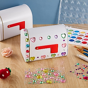 Lounsweer Mini Tinplate Mailbox Toy Small Mailbox Toywith Raised Signal Flags Post Mount Mailboxes for Boys and Girls DIY Projects for Preschoolers Gift Exchange Activities (White,4 Pcs)