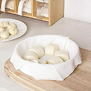 Lautechco 4Pcs Reusable Natural Pure Cotton Bamboo Steamer Baking Cloth Steamers Gauze Pad Steamer Mat Liners for Rice Dim Sum 32cm32cm/12.5 inch12.5 inch(White)