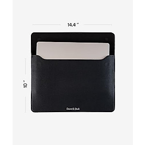 Dawn & Dusk's 13 inch Laptop Sleeve Compatible with MacBook Pro & MacBook Air, PU Leather, Vegan Friendly, Hand-Made, Magnetic Flap, Black.