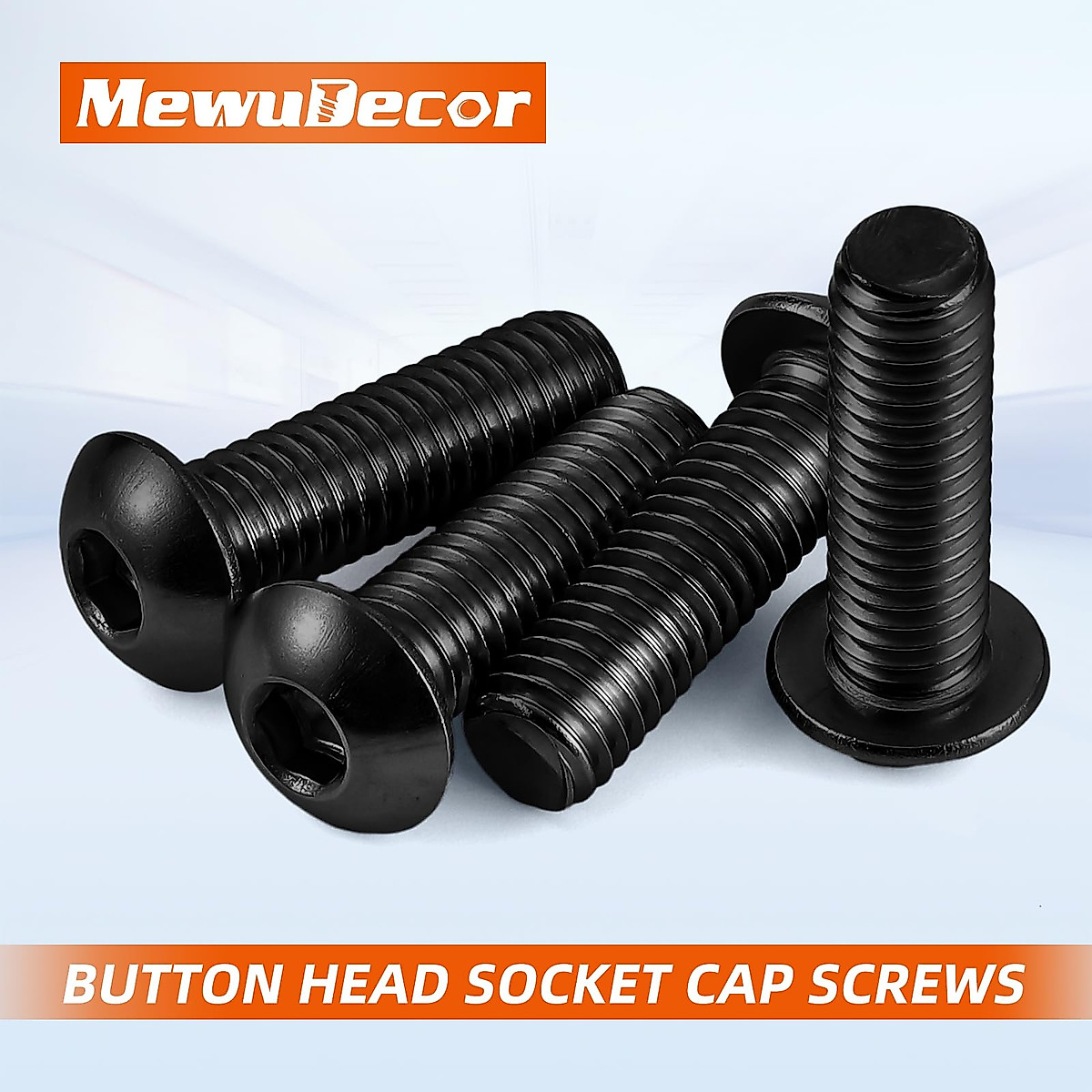 M5 x 16mm Button Head Hex Socket Cap Screws, 10.9 Grade Alloy Steel, Black Oxide Finish, 100 PCS