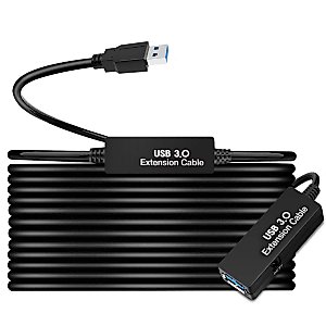 50FT USB 3.0 Extension Cable,Active USB 3.0 Extension Cable A-Male to A-Female,USB 3.0 Extension Cord,with 5V/2A Power Adapter,Compatible Oculus Quest 2 VR, Xbox, PS4 and More, (Black-50Feet)