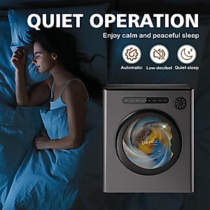 Dessiz 110V 970W Portable Dryer 1.6 cu.ft for Laundry with Exhaust Pipe and Electric Compact Dryers with Stainless Steel Tub, Suitable for Apartments, Dorm, RVs- Grey Auto Stop