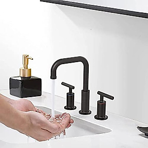 HOMELODY 2 Handles Bathroom Faucet Oil Rubbed Bronze, 8 inch Widespread Faucet for Bathroom Sink, 3 Hole Bath Sink Faucet with Pop Up Drain