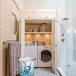 Octopus Laundry Hamper Large Waterproof Lightweight Collapsible Storage Basket, Toy Dirty Clothes Organizer for Bedroom Office Dorm, Boys and Girls - Blue Octopus Ocean Marine Life Theme