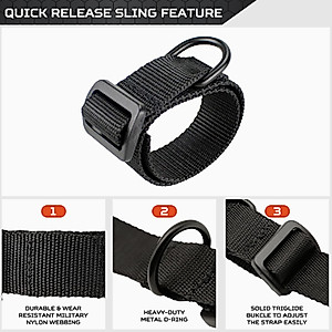 Aolamegs Tactical Gun Sling,Adjustable Rifle Sling 1.25” Nylon Strap with D Ring Loop for Hunting (2Pack)