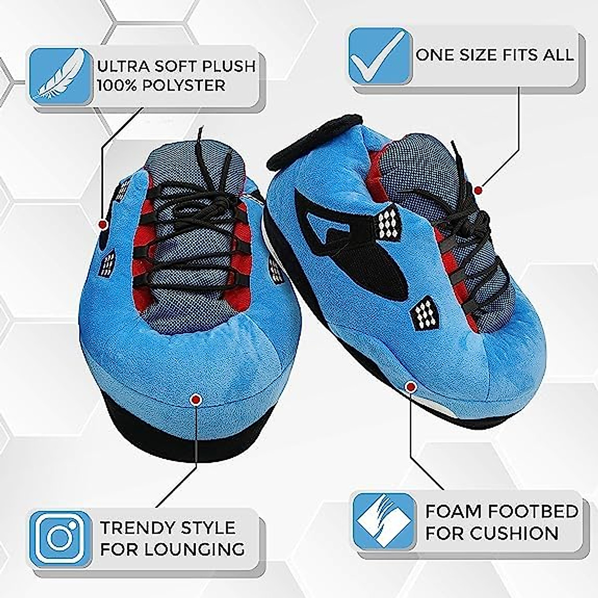 LAPRBY Sneaker Slippers Non Slip Sole Indoor House Plush Slippers Unisex Indoor Floor Cotton Shoes (Blue,5.5,12)