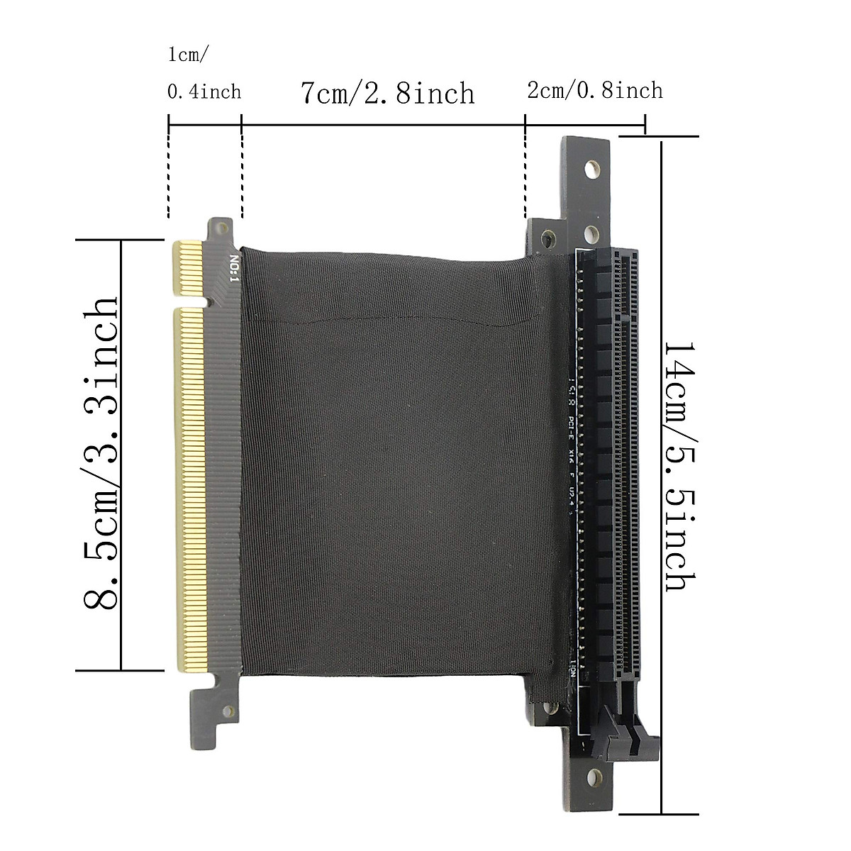 Pci-E 16x Riser Card,PCI Express 3.0 16X Extension Cable 90 Degree High Speed Riser Card -70mm