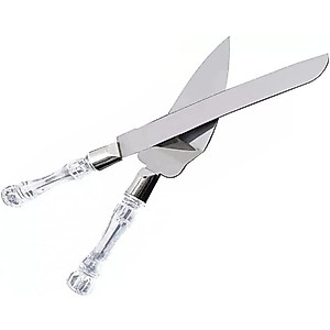 2pc Wedding Cake Cutter Set Stainless Steel Dessert Set Pie Server Cake Cutter for Birthday Anniversary Holiday Party,White,33cm/26x4.5cm Preserving Cookers