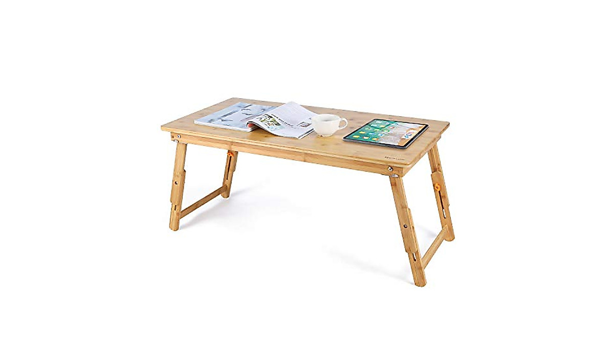 Large Adjustable Floor Desk - Foldable Bamboo Table for Home & Office