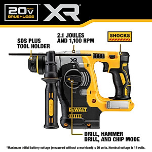 DEWALT 20V MAX Rotary Hammer, Cordless, Battery and Charger Included (DCH273H1)