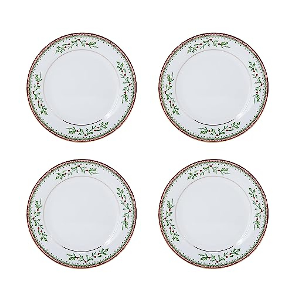 Mikasa Holiday Traditions Dinnerware Set with Mugs (16 Piece), Green, White
