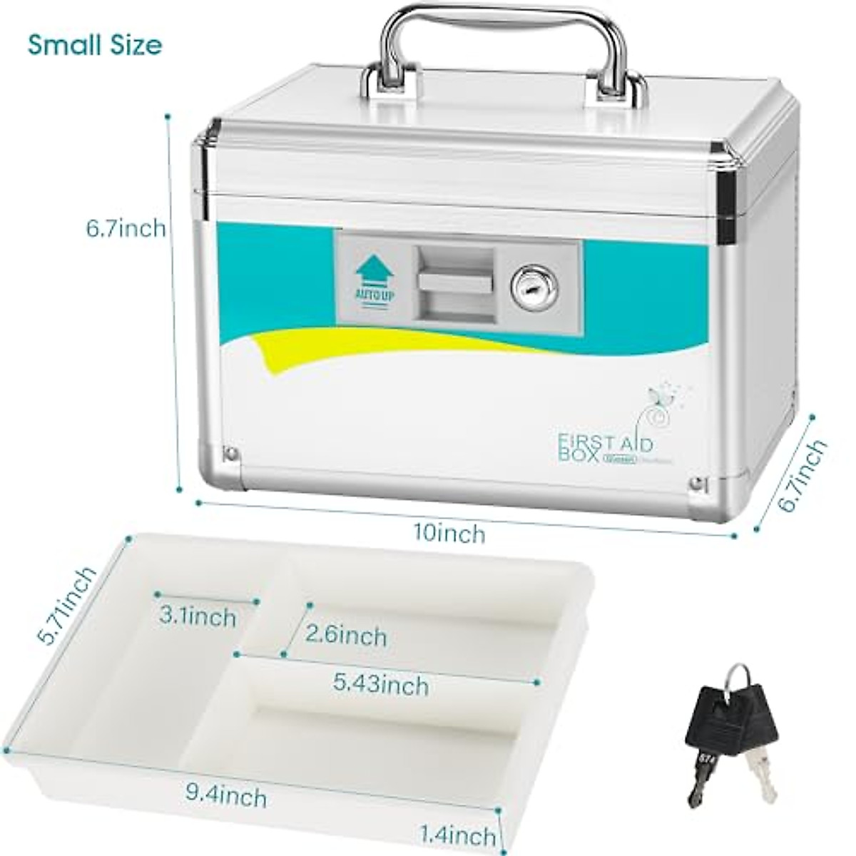 Glosen Medicine Lock Box,locking medicine box, Security Lock Boxes【Small】 10x6.7x6.7 Inch,lock box, First Aid Key Safe Box,Lock Box for Medication