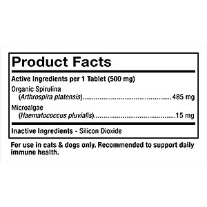 Dr. Mercola, SpiruGreen, for Cats and Dogs (180 Tablets), with Organic Spirulina and Microalgae,Organic Spirulina, Non GMO, Soy Free, Gluten Free