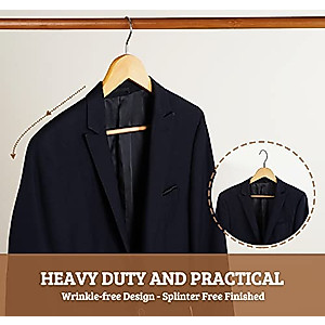 HOUÍSM Wooden Hangers 30 Pack, Solid Wooden Suit Hangers Coat Hangers with Non-Slip Pants Bar, 360° Swivel Hook & Notches, Smooth Finish, Heavy Duty Clothes Hangers for Coats, Suits, Pants and Jackets
