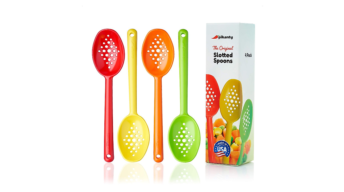 Pikanty 7-Inch Slotted Serving Spoons - Pack of 4