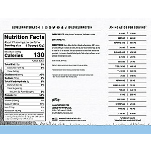 Levels Grass Fed 100% Whey Protein, No Hormones, Unflavored, 5LB