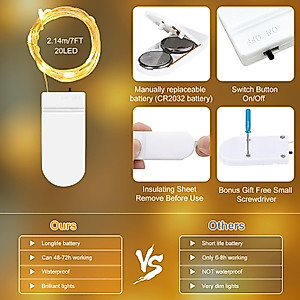 [ 30 Packs ] Fairy Lights Battery Operated String Lights 7 FT/20 LED Minni Twinkle Battery Lights Small Fairy Lights for Mason Jars DIY Wedding Party Christmas Bedroom Decor, Warm White