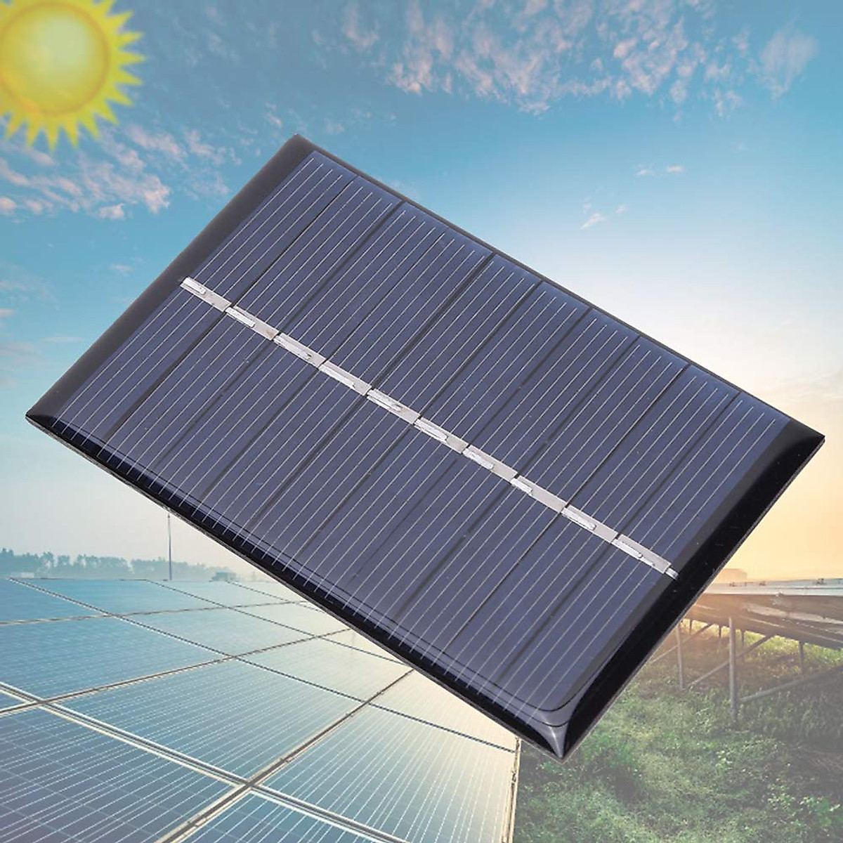 Solar Panel, 2Pcs 0.6W 5V Polysilicon Solar Panel Charging Power Board Charger for Small Power Appliances, Excellent Transmission 80x55mm