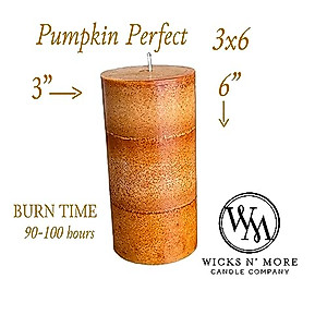 Wicks N More Pumpkin Perfect 3x6 Scented Pillar Candle