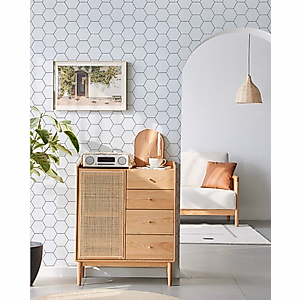 Fiula White Hexagon Wallpaper Peel and Stick Wallpaper Grey and White Wallpaper Removable Wallpaper White Trellis Wallpaper Vinyl Wallpaper 17.3”×78.7”