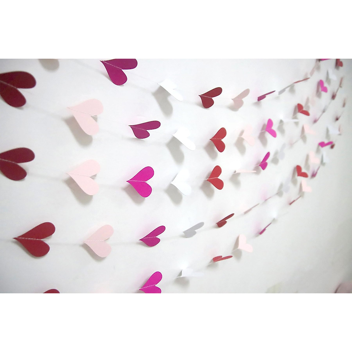 5 Pcs Heart Garland Banner, 100 Hearts Hanging Valentine's Day Decoration Garland for Anniversary Valentine's Day Wedding Birthday Party Decorations