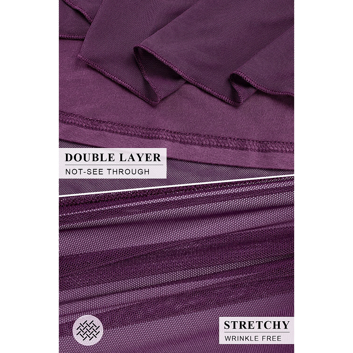 SeSe Code Womens Tunic Tops, 3/4 Sleeve Shirt Dressy Casual Blouse For Wedding Flattering Top To Hide Tummy Semi Formal Ladies Dress Shirts Elegant Purple Large