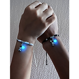 2pcs Couple Glow In The Dark Astronaut Charm Bracelet