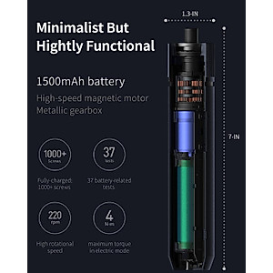 HOTO Electric Screwdriver, 3.6V Cordless Screwdriver Set, All-in-One Design, USB-C Charging Cable, Manual & Electric, LED Shadowless Light, 3 Torque, 5N.m 1500mAh, 12 Pcs Bit for Electrical Repairs