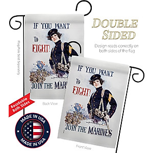 USBrotherhood Join Garden Flag Set Wall Holder Armed Forces Marine Corps USMC Semper Fi United State American Military Veteran Retire House Banner Small Yard Gift Double-Sided, Made in USA