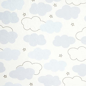 Lush Decor Goodnight Little Moon Clouds Soft & Plush Changing Pad Cover, 32" x 16" x 5", Blue