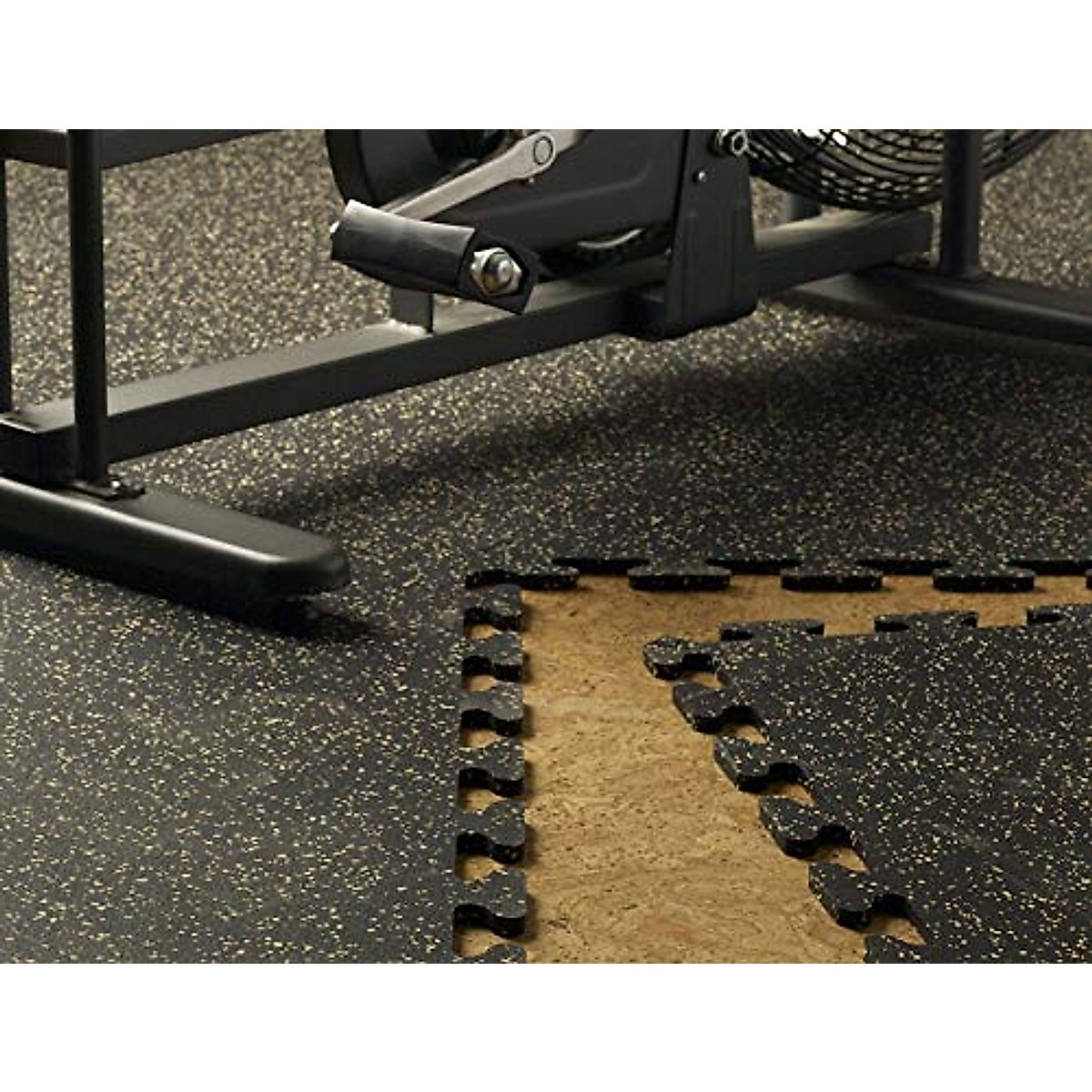 American Floor Mats Sport 8mm Heavy Duty Rubber Flooring - Interlocking Rubber Tile (23" x 23") Solid Black 11'6" x 15'4" Set (176 square feet)