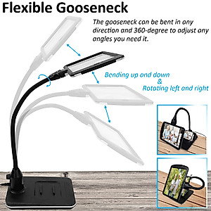 M MAGDEPO 4X Gooseneck Magnifying Lamp Lighting with 28 SMD LEDs, Table Desktop Stand Magnifier Hands-Free for Hobby, Sewing, Crafts, Close Work, etc.