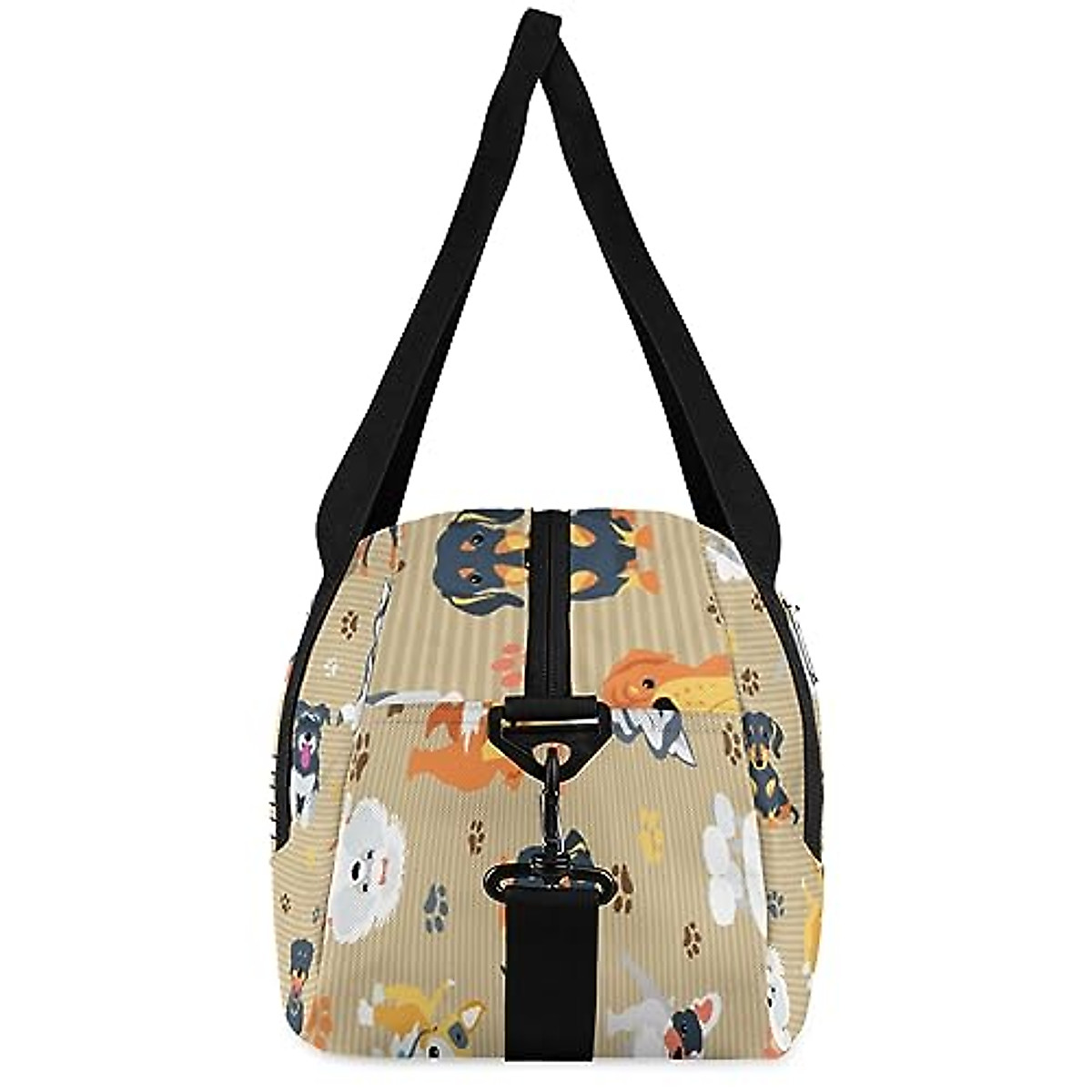 Custom Duffel Bag for Kids Dog Paw Print Stripe Personalized Sports Tote Gym Bag for Teens Boys & Girls Waterproof Weekender Carry Shoulder Travel Bag School Dance Ballet Practice Bag