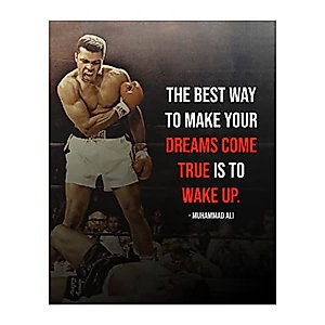 Muhammad Ali Quotes Wall Art-"Best Way to Make Dreams Come True-Wake Up"-8 x 10" Vintage Boxing Photo Poster Print-Ready to Frame. Motivational Home-Gym-Office-Man Cave Decor. Great for Boxing Fans!
