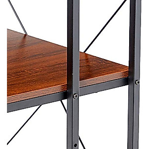 Halter Computer Desk with Shelves, 47 Inch Writing Table for Home Office, Study Desk with Storage for Work, Writing, and Homework, Modern, Easy Assembly, Brown
