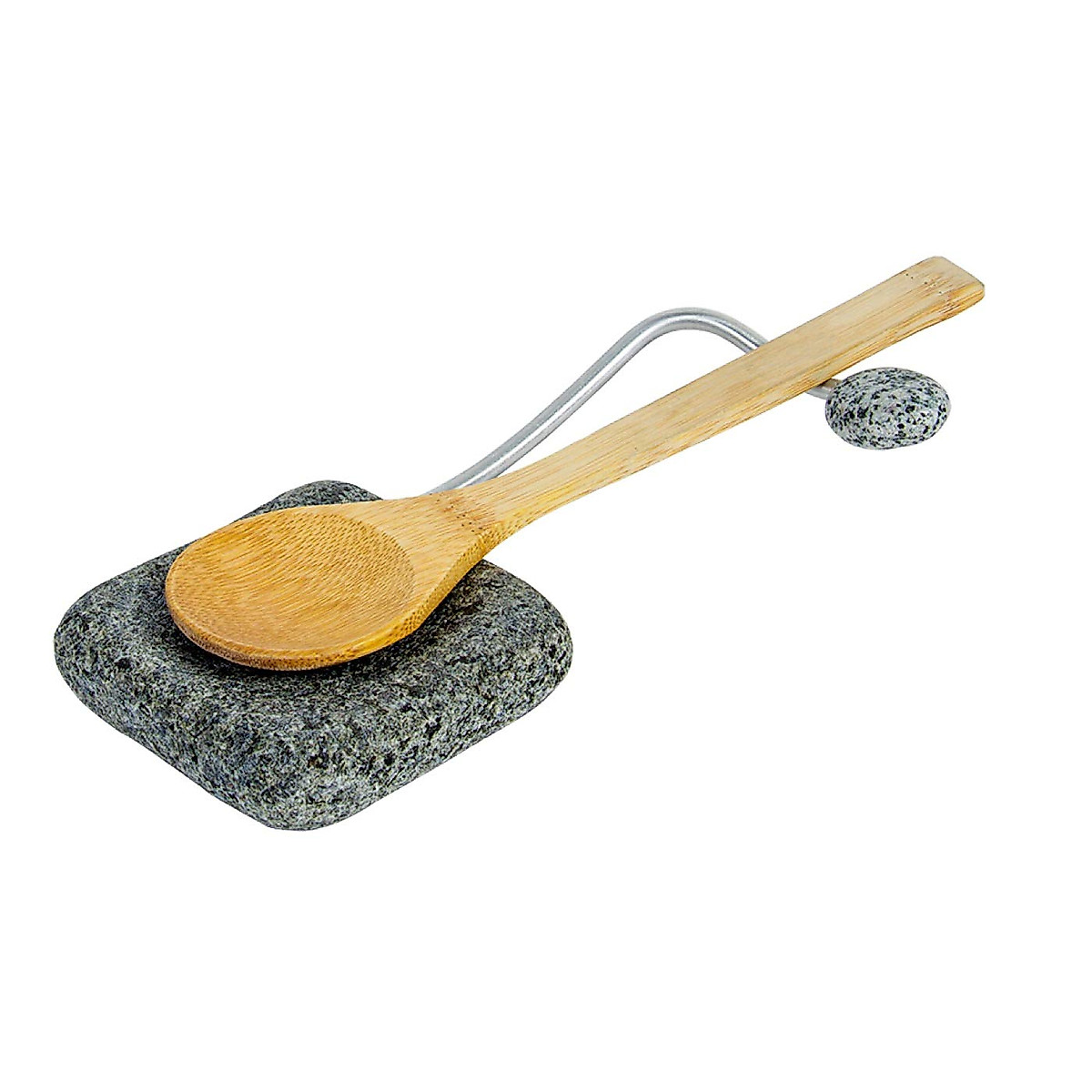 Granite Utensil Rest with Wooden Spoon Included. Holds Most Kitchen Utensils, Heat-Resistant, BPA-Free Spoon Rest & Holder for Ladles, Tongs & More - Use on Stove Top, Counter, Dining Room Table