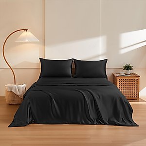 THXSILK 100% Pure Mulberry Silk Duvet Cover Set 3 Piece, 6A+ Grade Luxury Soft Bedding Silk Sheets for Hair and Skin, 1 Pcs Duvet/Quilt/Comforter Cover with 2 Zippered Pillowcases (Black, King)