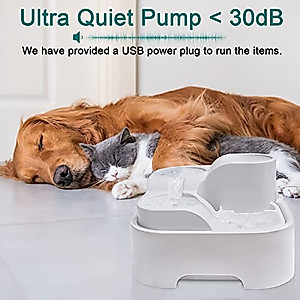 GOYJOY Cat Water Fountain, Ultra Silent Cat Fountain 2L/67oz, with LED Light, Activated Carbon Filter