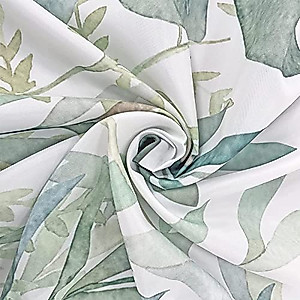GCIREC Eucalyptus Leaf Shower Curtains, Sage Green Spring Botanical Watercolor Plants Bathroom Curtains Bathtub Home Decor Waterproof Fabric Machine Washable with 12 PCS Hooks