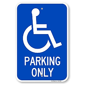 SmartSign Basics Handicap Parking Only Sign | 12" x 18" Engineer Grade Reflective ACM