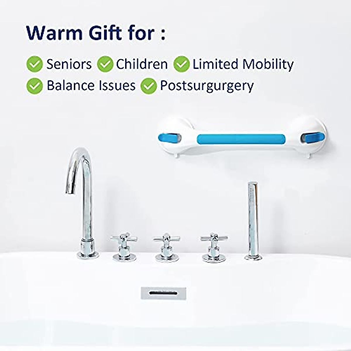 TAILI Suction Shower Grab Bar + Corner Shower Caddy Bathroom Safety Handle Bathroom Organizer No Drilling and Removable Suction Mounted